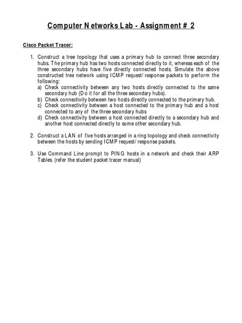 Computer Networks Lab Assignment 2 Cisco Packet Tracer Pdf
