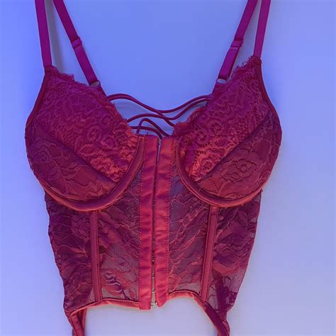 Bright Pink Corset Top Laced Up Strings At The Depop