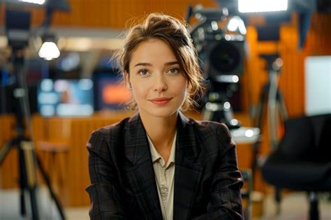 Premium Photo Professional Female Talk Show Host In Business Attire