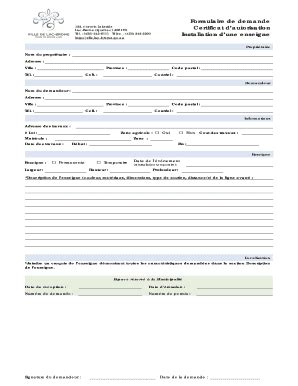 Fillable Online Formulaire De Demande Certificat D Autorisation