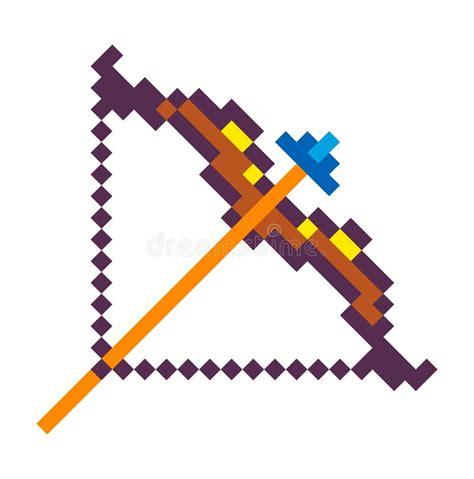 Pixelated Bow And Arrows Of Archer Arcade Game Stock Vector