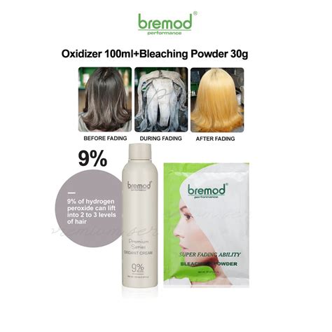 Bremod Bleaching Powderoxidizing Cream Bleach 30goxidizer 100ml For Bleach Fading Hair Color