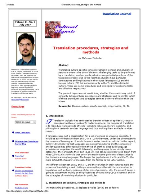 Translation Procedures Strategies And Methods Pdf Translations Idiom