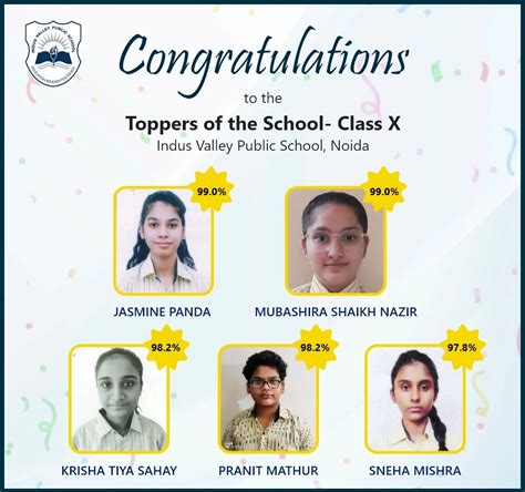 Cbse Results 21 22 Xth Indus Valley Public School In Noida Top Cbse