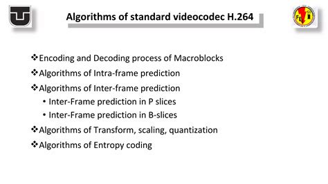 Algorithm Of Standard Videocodec H 264 Ppt