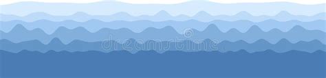 Abstract Blue Wave Pattern With Layered Sea Motif Stock Vector