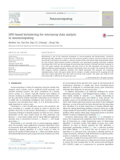 Pdf Gpu Based Biclustering For Microarray Data Analysis In