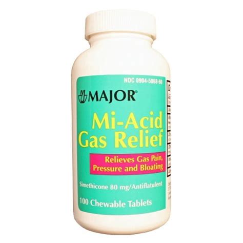 Major Mi Acid Gas 80mg Chew Tab Simethicone 80 Mg White Tablets 100 Ct