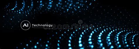 Vector Abstract Digital Particle Dot Waves In Dark Blue Colors Isolated