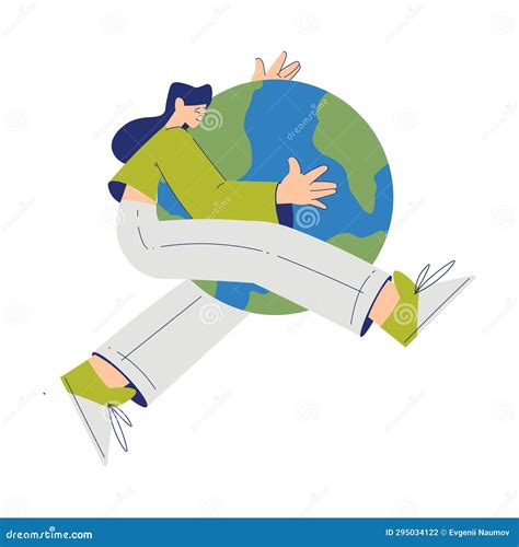 Respetuoso Con El Medio Ambiente Con El Personaje De Mujer Feliz Abrazo