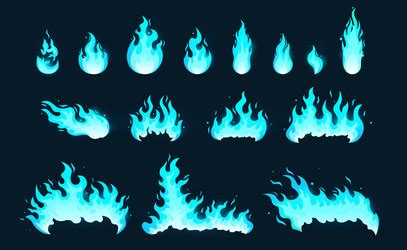Blue Fire Explosion Ui Animation Sprite Set Vector Image