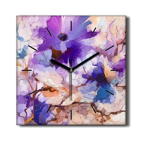 Wiszący zegar na płótnie Kwiaty rośliny 30x30 cm Coloray Coloray Sklep EMPIK
