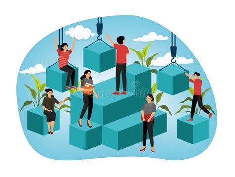 Solving Problem And Difficult Work Teamwork Assemble Tiny Persons