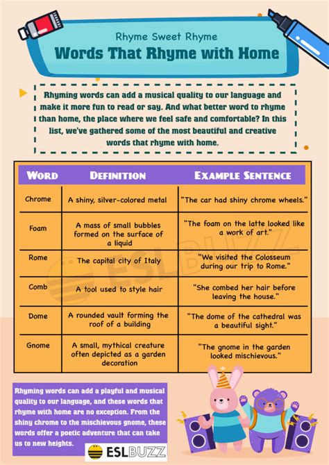 Words That Rhyme With Home To Master English Rhyming Eslbuzz