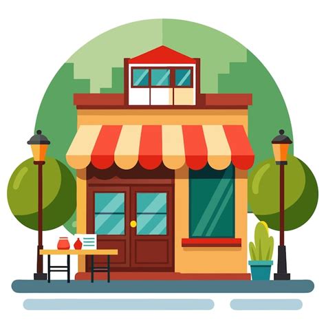 레스토랑 외관 클리파트 터 아트 및 일러스트레이션 프리미엄 Ai 생성 벡터