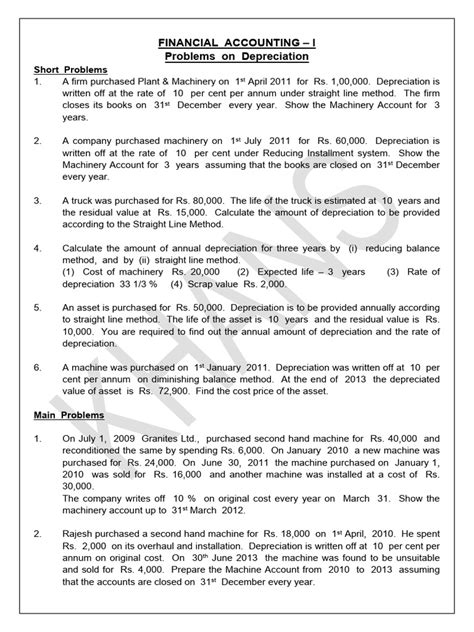 Problems On Depreciation Pdf