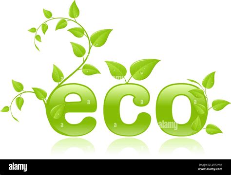 Figurative Eco Concept Simple Word With Floral Ornament Vector