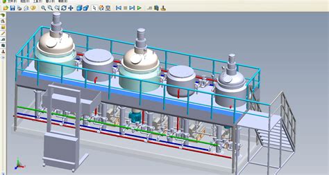 乳化车间三维布局图 SOLIDWORKS 模型图纸下载 懒石网