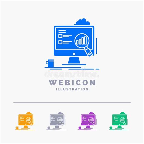 Analytics Board Presentation Laptop Statistics 5 Color Glyph Web Icon Template Isolated On