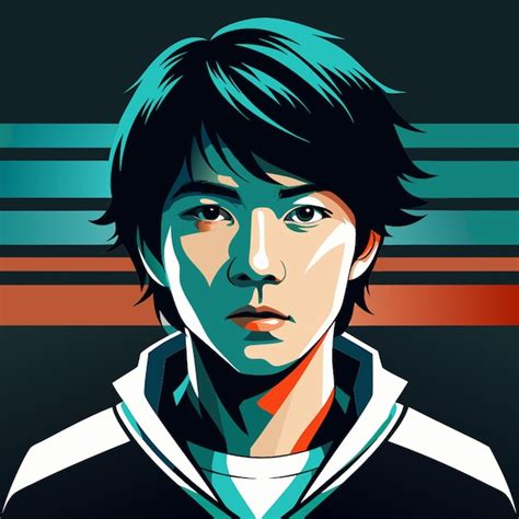 minimalist flat white illustration of a teenager on black background