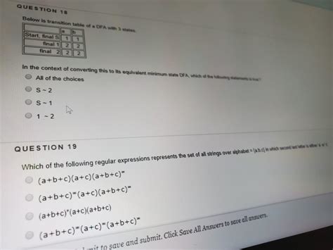 Solved Question 18 Below Is Transition Table Of A Dfa With 3