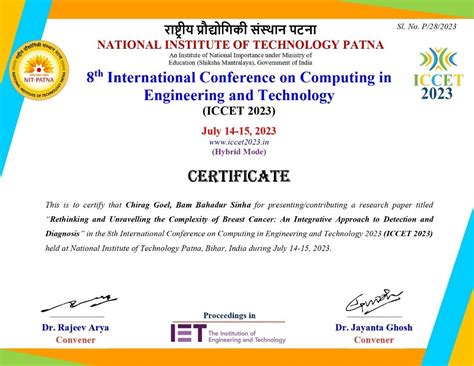 Chirag Goel On Linkedin Breastcancerresearch Ieee Iccet 22 Comments