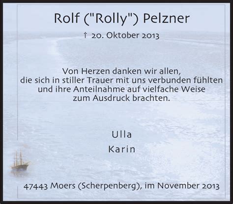 Traueranzeigen Von Rolf Pelzner Trauer In Nrw De