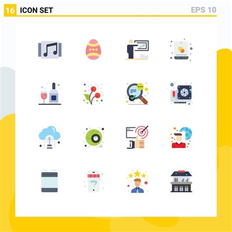 Group Of 16 Modern Flat Colors Set For Creative Edit Egg Design Business Editable Pack Of