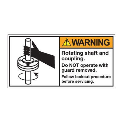 ANSI Z Safety Labels Warning Rotating Shafts And Coupling Seton
