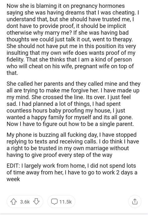 Aitah For Divorcing My Pregnant Wife Because She Looked Into My Phone