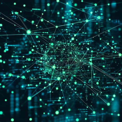 Abstract Digital Network Sphere With Glowing Lines And Nodes In Dark Background Stock Image