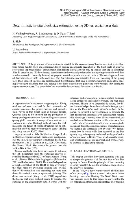 Pdf Deterministic In Situ Block Size Estimation Using 3d Terrestrial