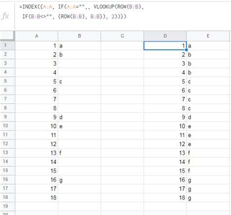 Fill Empty Cells With The Same Value As Previous Cell In Google Sheet Array Formula Stack