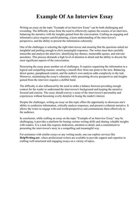 Example Of An Interview Essay Pdf Screenwriting Content Production