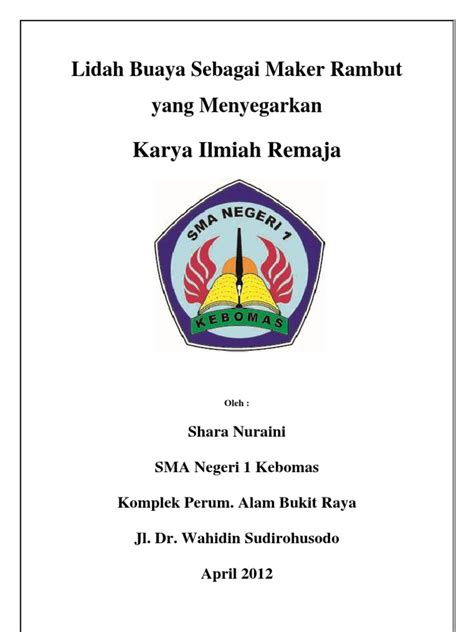Contoh Karya Ilmiah Remaja Tentang Kesehatan Makalah Contoh Sampul