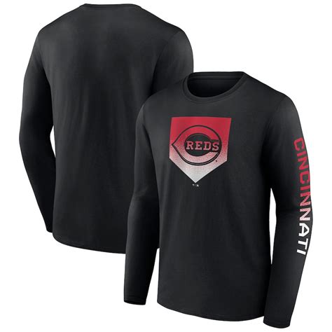 Mens Cincinnati Reds Fanatics Black Iconic Clear Sign Long Sleeve T Shirt