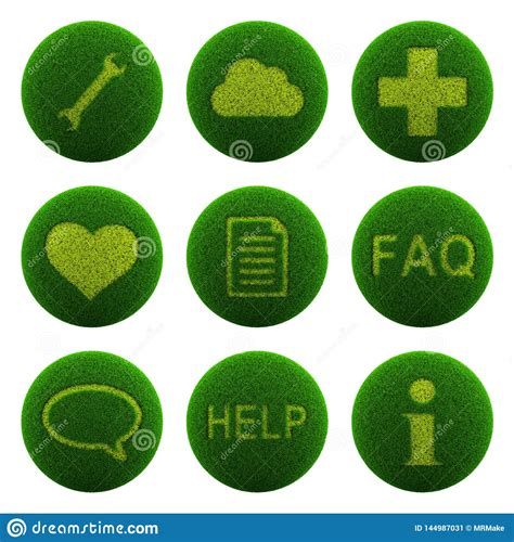 Grass Sphere Icon Set Stock Illustration Illustration Of Isolated
