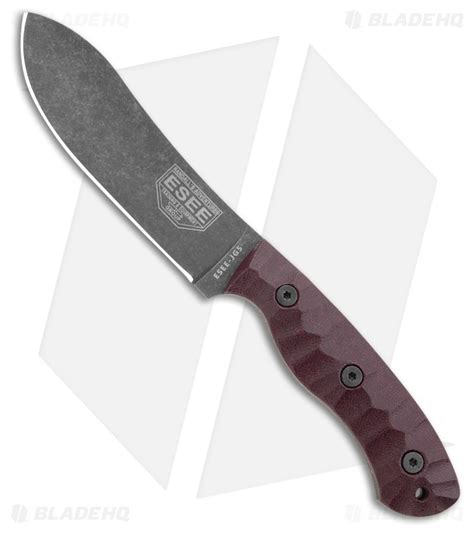 Esee Jg5 Fixed Blade Knife Burgundy Linen Micarta Black Sw
