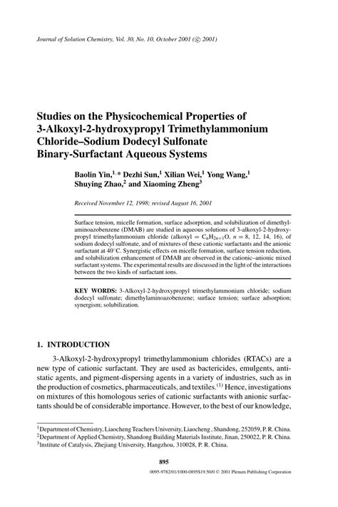 Pdf Surface Properties And Micellar Molecular Interaction In Binary