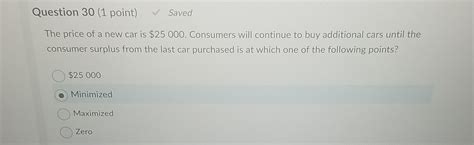 Solved Question 30 1 ﻿point ﻿savedthe Price Of A New Car