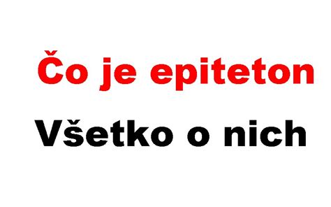 Co To Jest Epitet Wszystko O Epitetach TopDzien PL