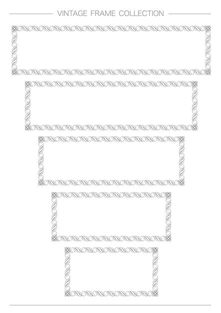 Free Vector Rectangular Decorative Vintage Frame Set Isolated On A