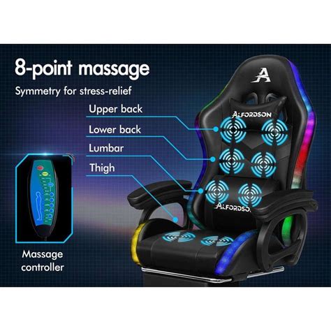 Alfordson Led Gaming Office Chair 8 Point Massage Black Woolworths