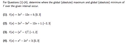Solved For Questions 1 4 Determine Where The Global