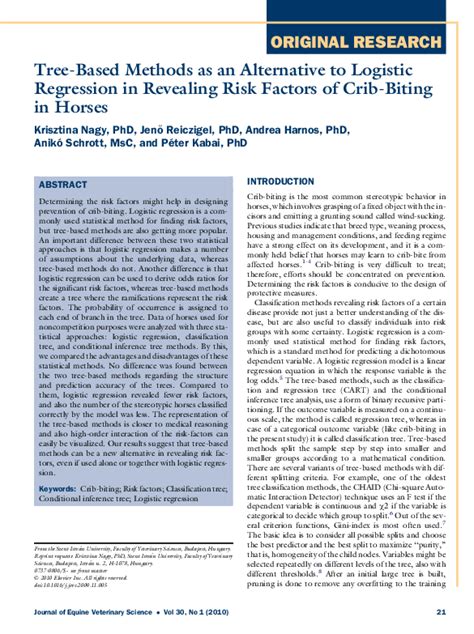Pdf Tree Based Methods As An Alternative To Logistic Regression In