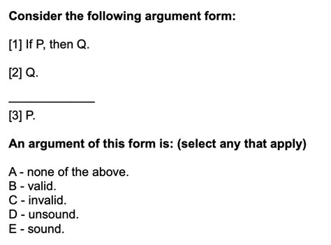 An Argument Of This Form Is Select Any That Apply