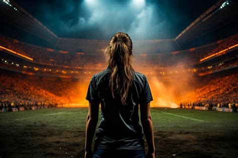 Premium Ai Image Soccer Player On The Field As Seen From Behind