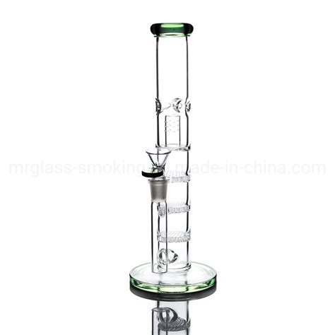 Green Straight Tube Pipe Borosilicate Glass Hookah Smoking Water Pipe