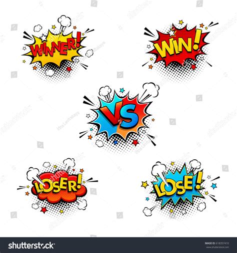 Comic Competition Speech Bubbles Set Expression Stock Vector 618357410 - Shutterstock