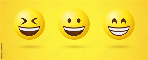 Stockvector 3d Beaming Grinning Emoji Face With Smiling Eyes Smiling